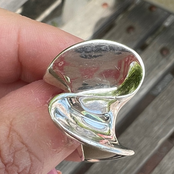 Jewelry | Vintage Huge Modernist Waive Design Ring Sterling Silver ...